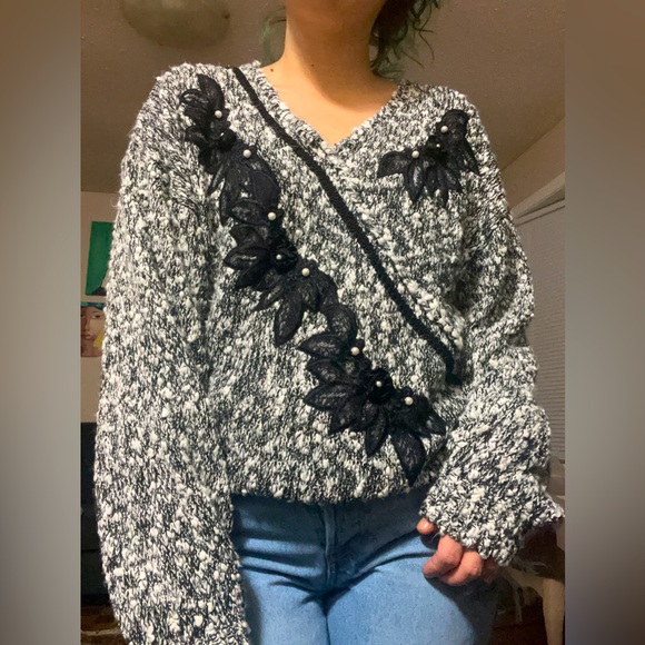 Hunt Club | Tops | 9s Sweater With Pearls And Flowers Design | Poshmark